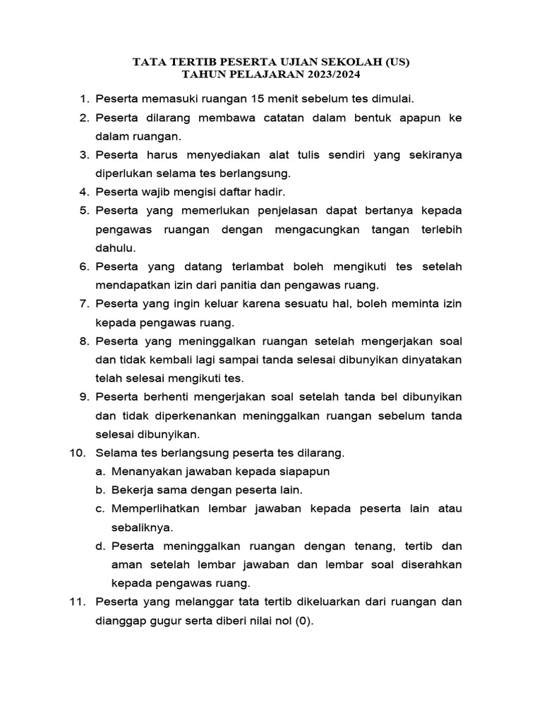 06 Tata Tertib Peserta Penilaian Akhir Tahun | PDF