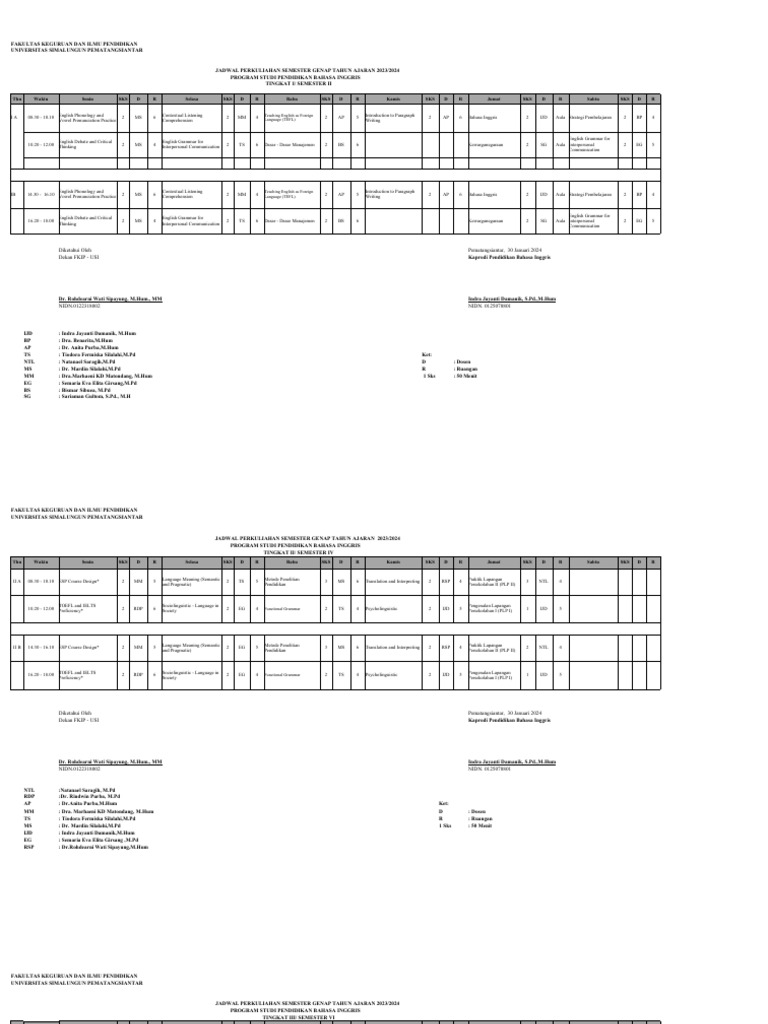 Roster Genap Fix 2023-2024 | PDF