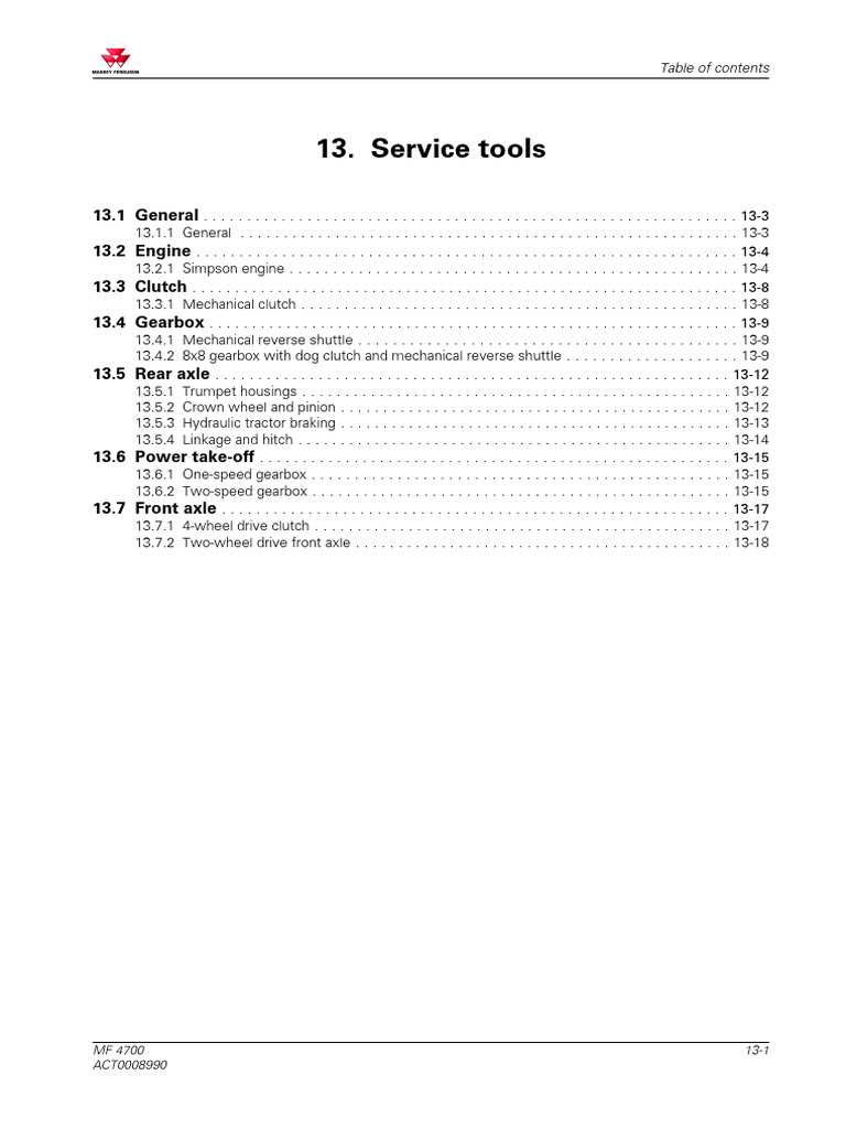 Master mf4700-wsm-13 - (Service Tools) en | PDF | Axle | Manufactured Goods