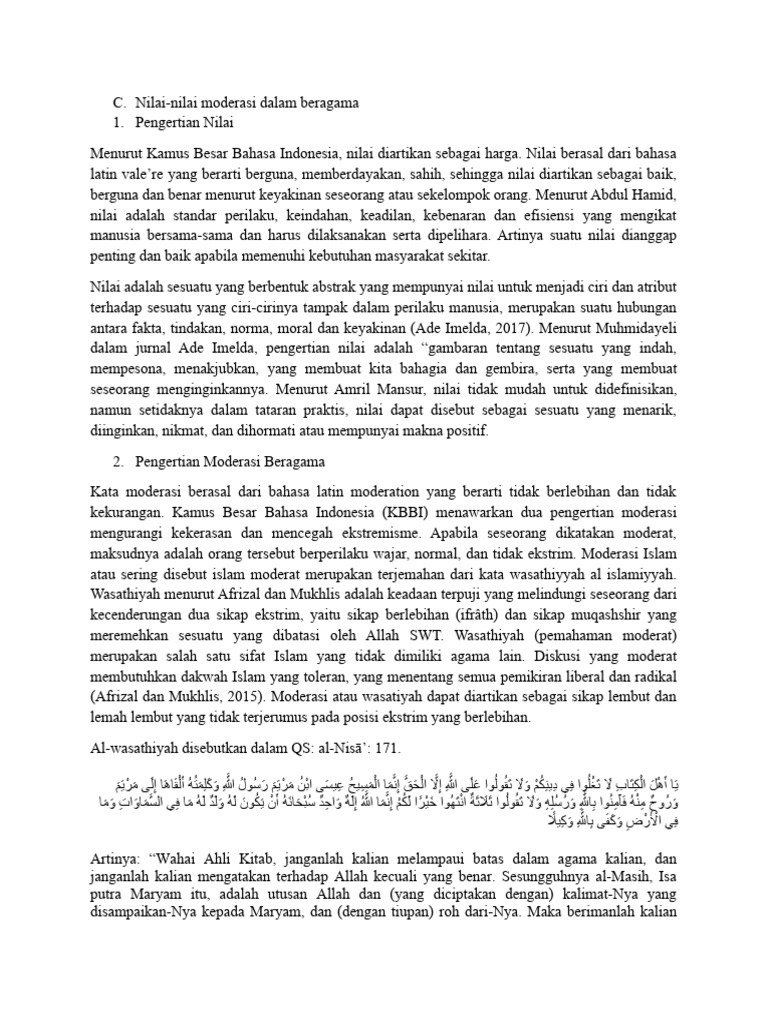 Nilai Moderasi dalam Beragama Islam | PDF | Agama & Spiritualitas