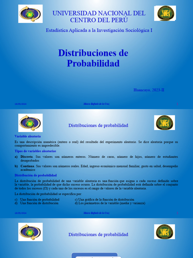 Distribuciones de Probabilidad | PDF | Variable aleatoria | Teoría de probabilidad