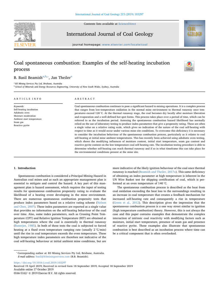 Coal Spontaneous Combustion Incubation Process | PDF | Combustion | Coal