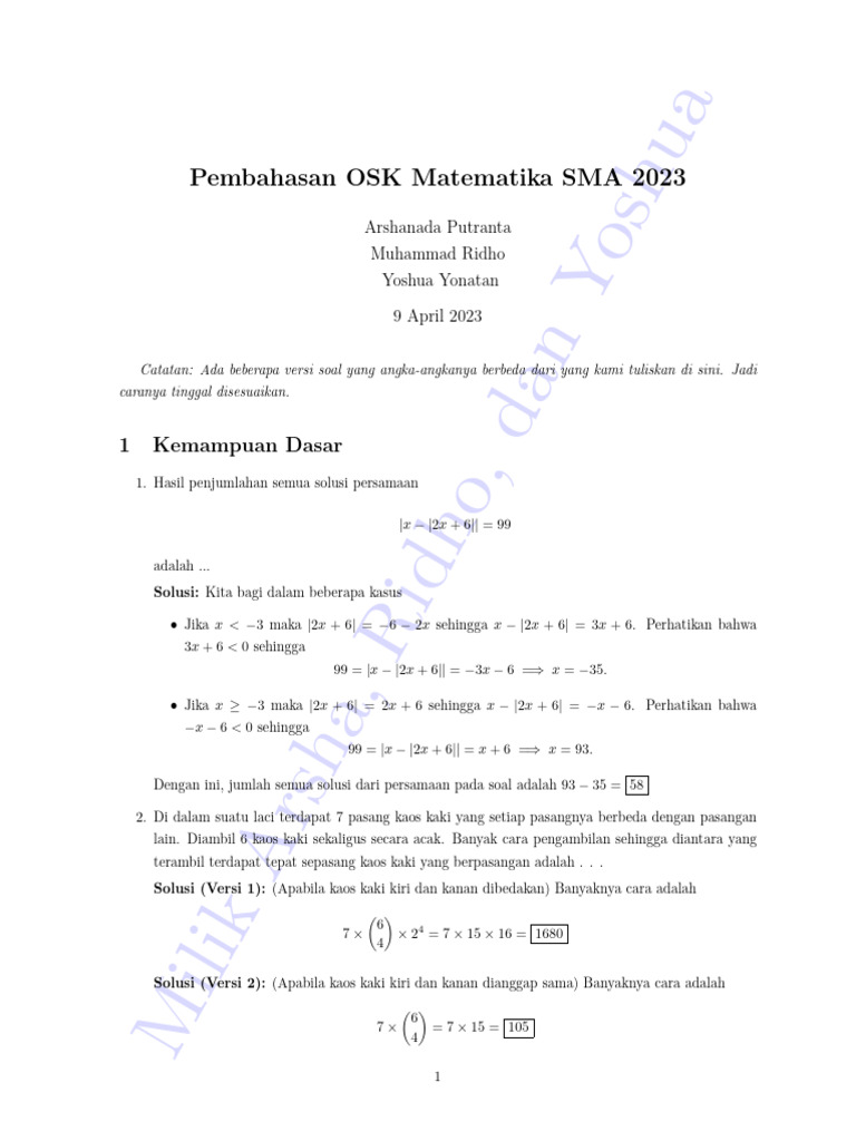 OSK Matematika 2023 | PDF