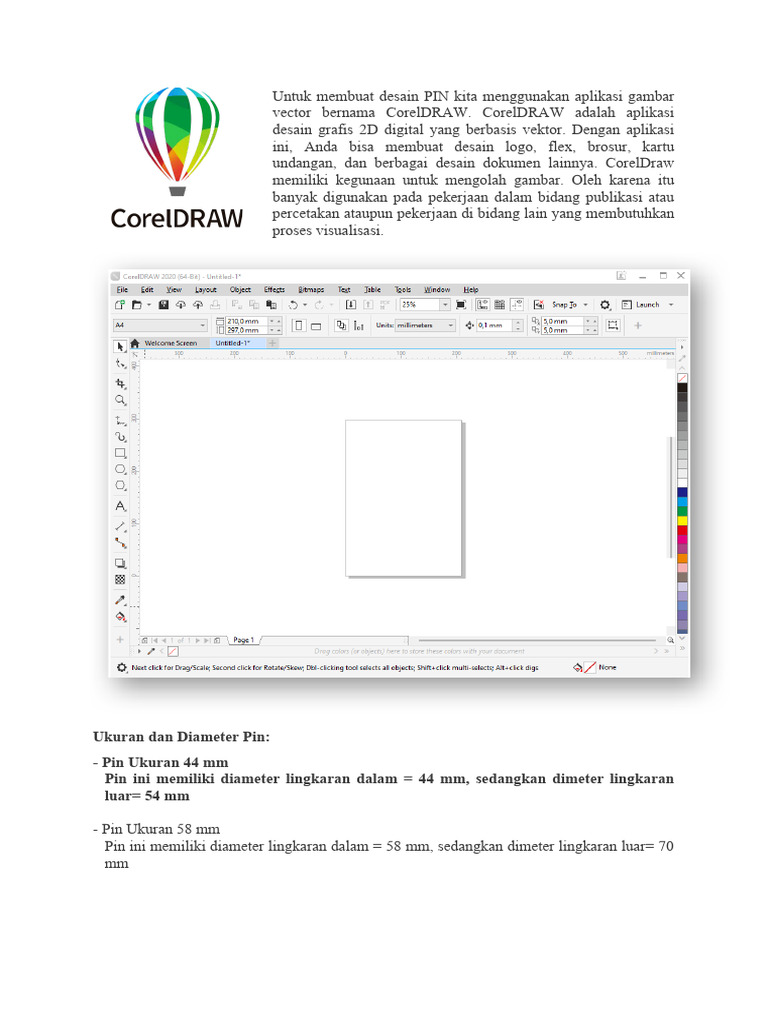 Untuk Membuat Desain PIN Kita Menggunakan Aplikasi Gambar Vector Bernama CorelDRAW | PDF
