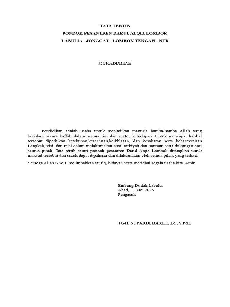 Revisi Tatib PP Da Lombok 2024 | PDF