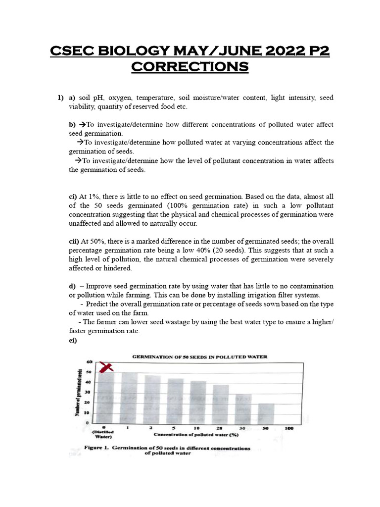 CSEC Biology P2 2022 Corrections | PDF | Leaf | Photosynthesis