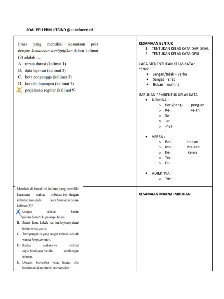 TIPE CARA JAWAB SOAL PPU PBM LITBIND AutoRecovered | PDF