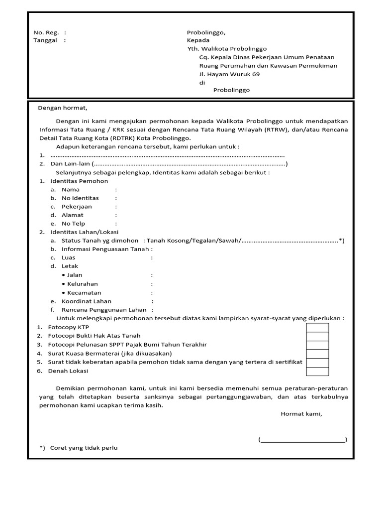 Formulir Permohonan KRK 2024 | PDF