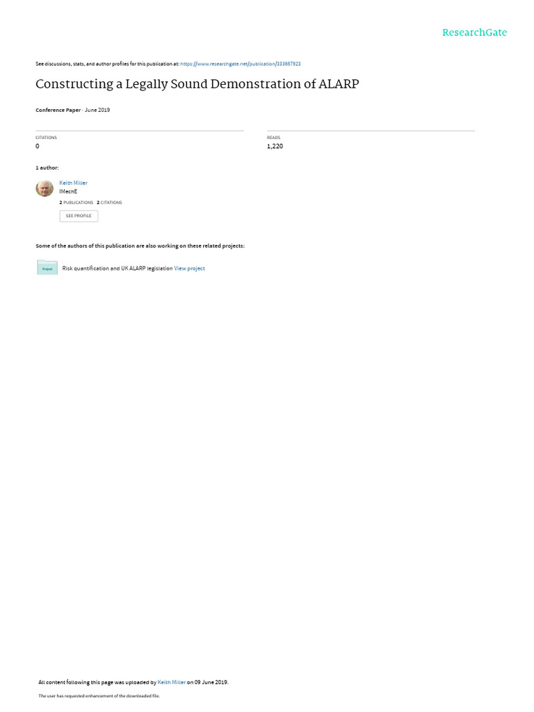 Constructing A Legally Sound Demonstration of ALARP: June 2019 | PDF ...