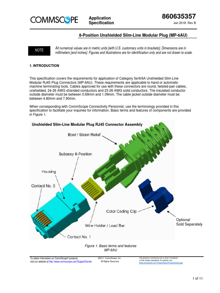 8-Position Unshielded Slim-Line Modular Plug (MP-6AU) | PDF ...