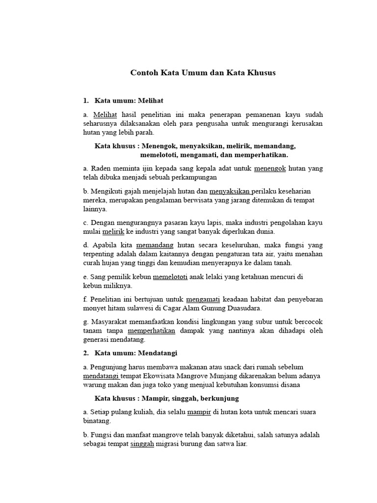 Tugas 2 - Contoh Kata Umum Dan Kata Khusus | PDF | Sains & Matematika