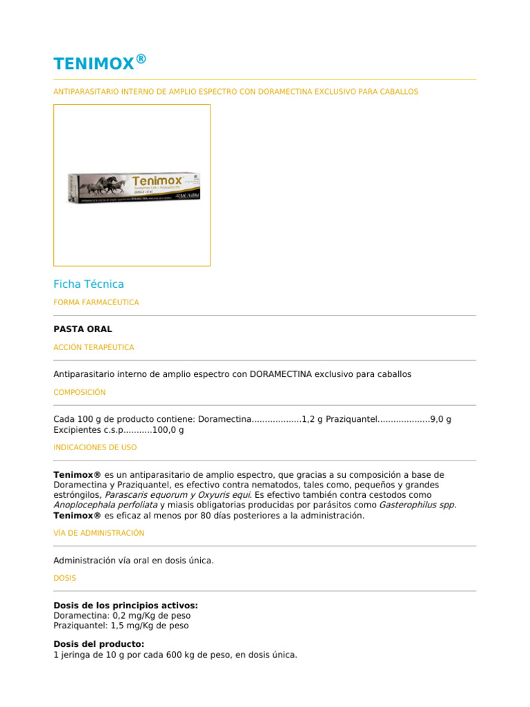 Antiparasitario Equino de Amplio Espectro | PDF | Medicamentos con ...