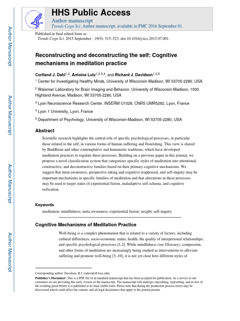 Atentional, Constructive and Deconstructing | PDF | Meditation | Mindfulness