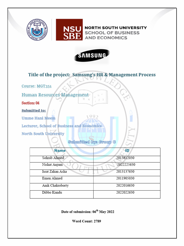 Samsung HR Management in Bangladesh | PDF | Employment | Performance ...