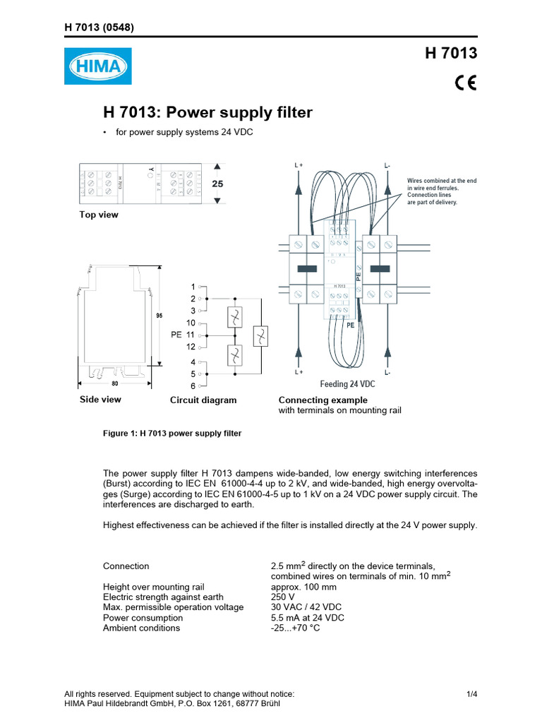 H 7013 H 7013: Power Supply Filter: Top View | PDF | Power Supply | Power (Physics)