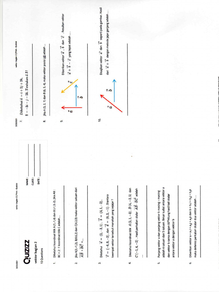 Tugas Operasi Vektor Bagian 2 | PDF