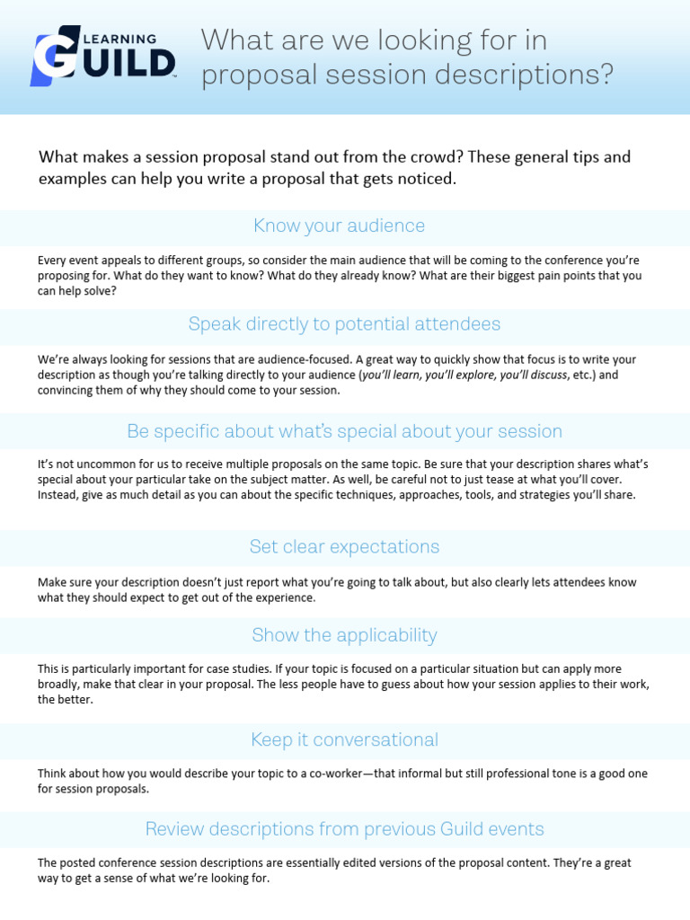 Crafting Engaging Session Proposals | PDF | Storytelling | Experience