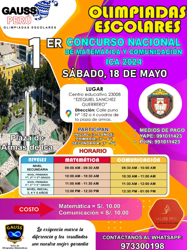 Concurso Nacional de Matemática ICA 2024 | PDF | Asunto (gramática ...