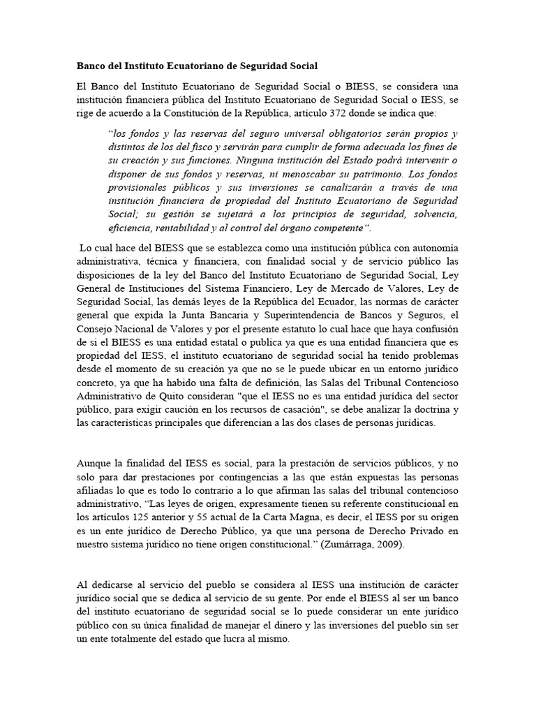 BIESS | PDF | Bancos | Ecuador