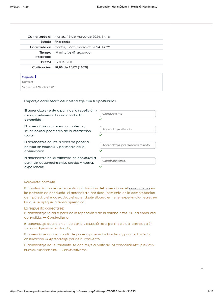 Evaluación Del Módulo 1 - Revisión Del Intento - EVALUACIÓN MÓDULO 1 BGU | Descargar gratis PDF ...