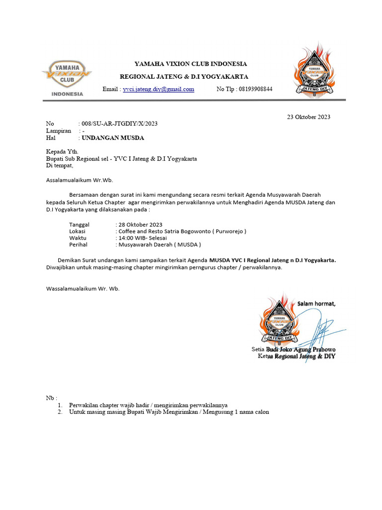 Undangan Musda Bupati | PDF