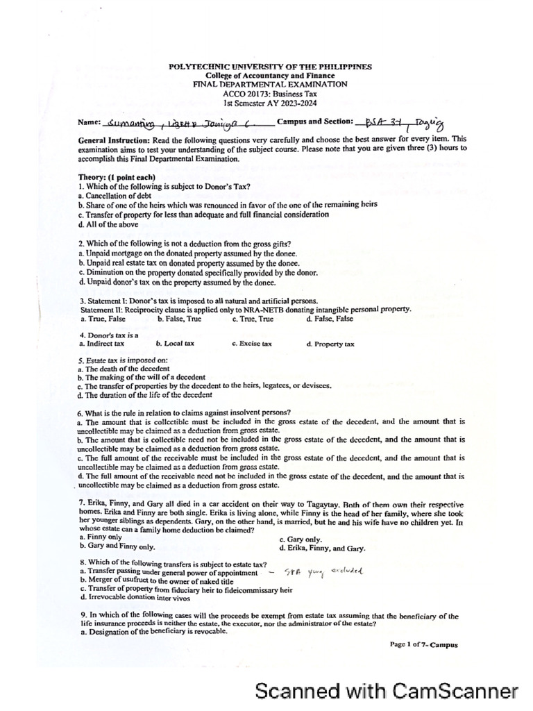 Final Deptals BUSTAX | PDF