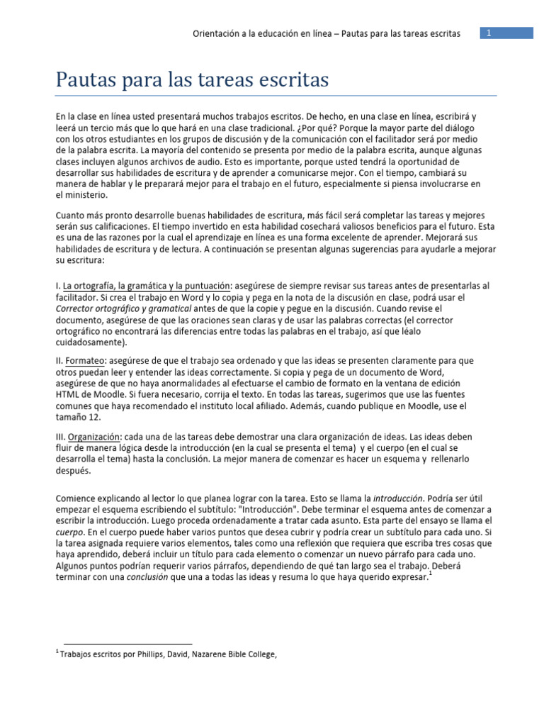 Pautas para Las Tareas Escritas | PDF | Escritura | Comunicación humana