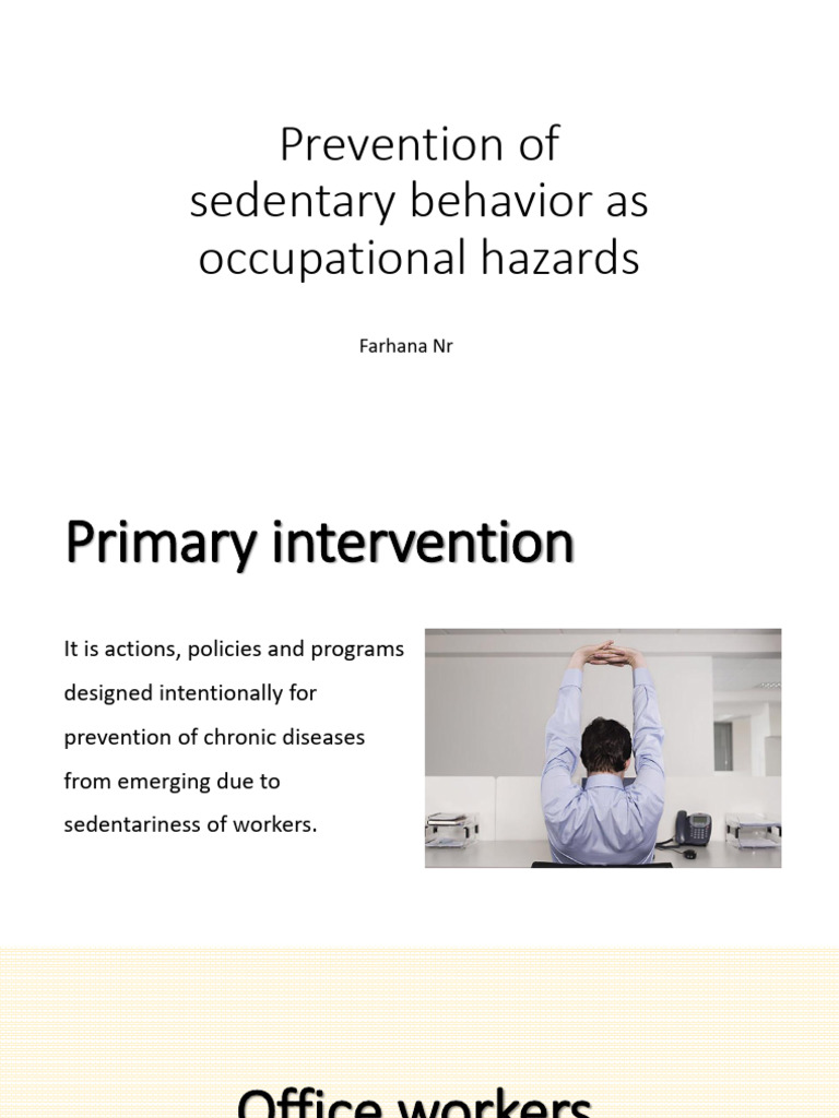 Prevention of Sedentary Behavior As Occupational Hazards | PDF ...