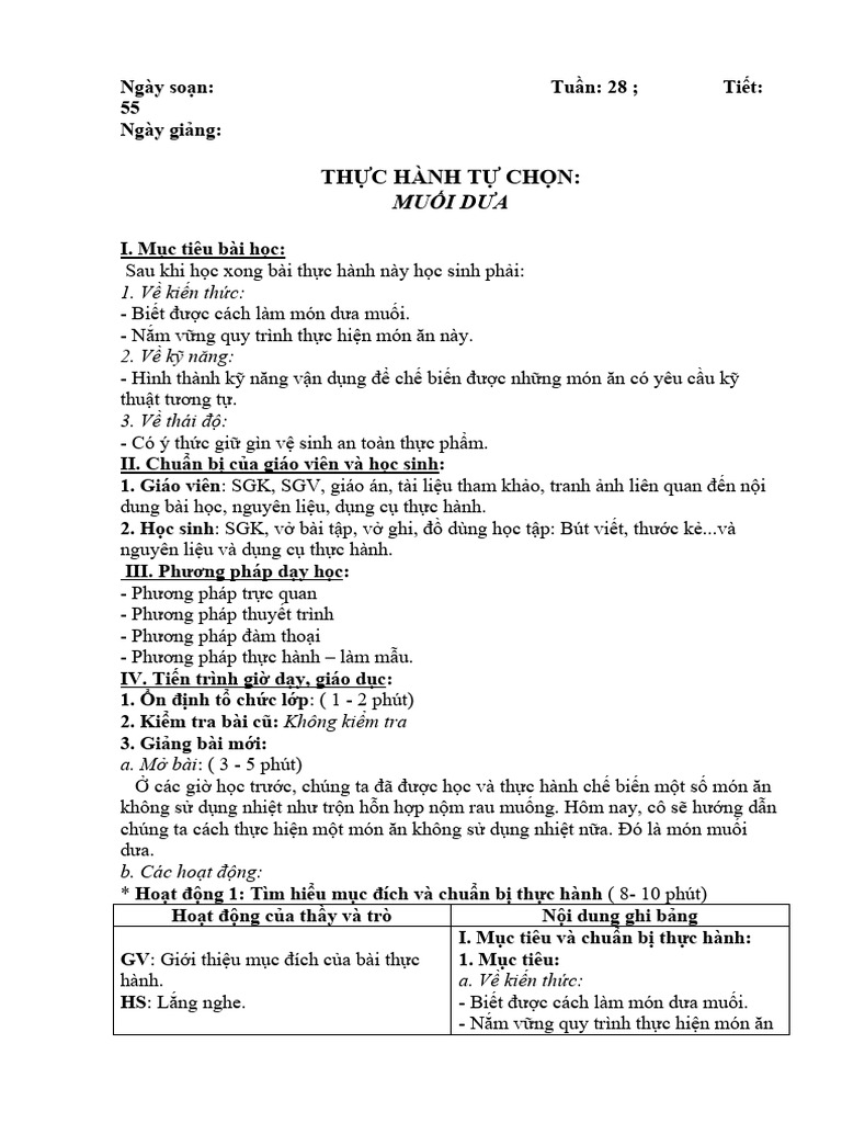 Cong Nghe 6 Tuan 28 | PDF