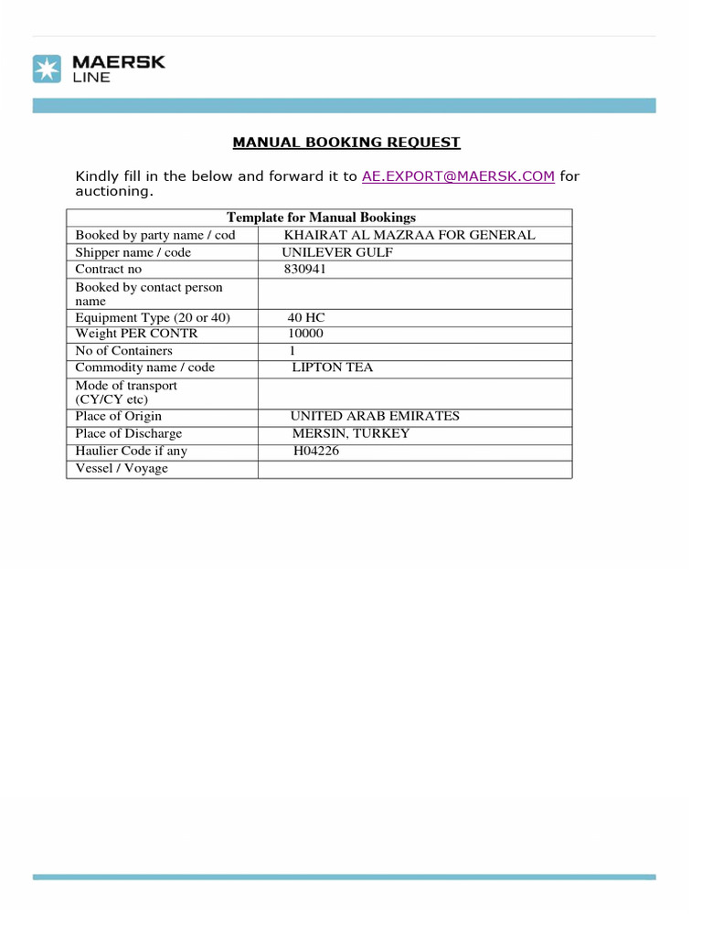 Manual Booking Request Form | PDF