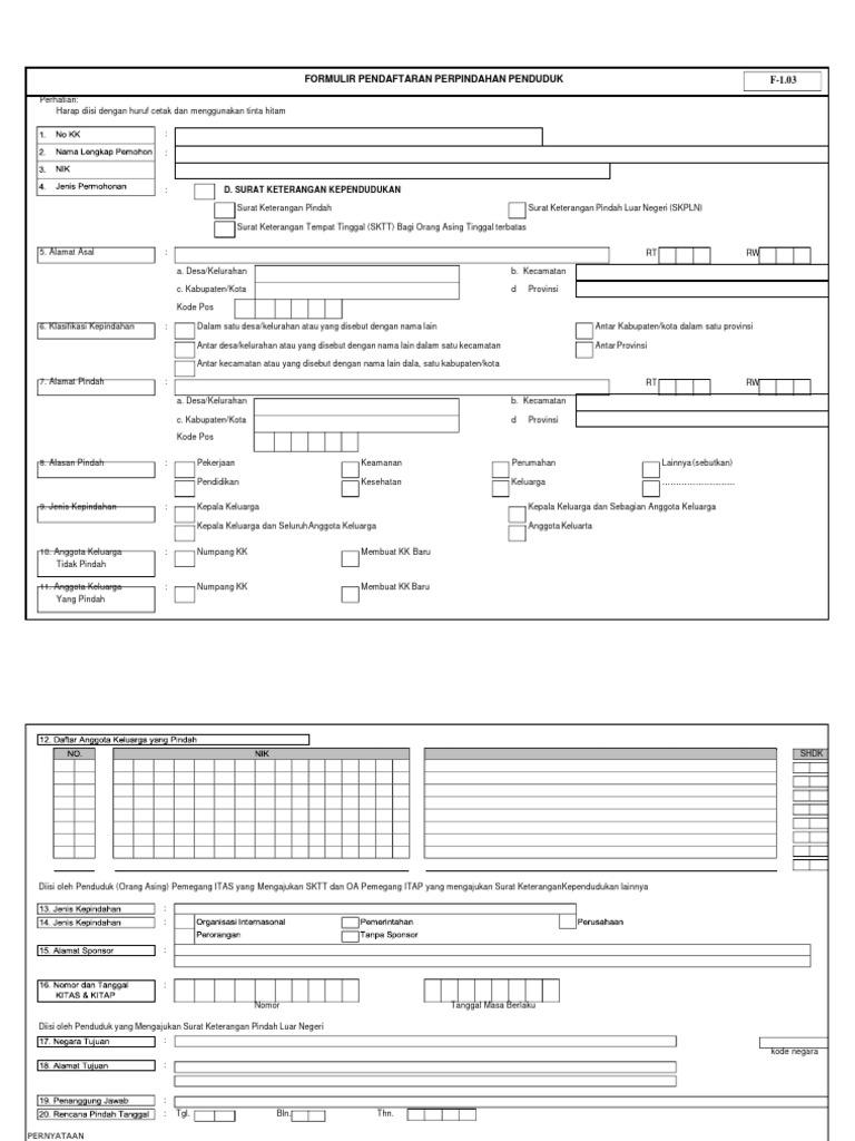 Formulir F1 03 | PDF