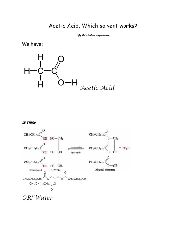 Acetic Acid Solubility in Water vs. Glycerol | PDF | Intermolecular ...