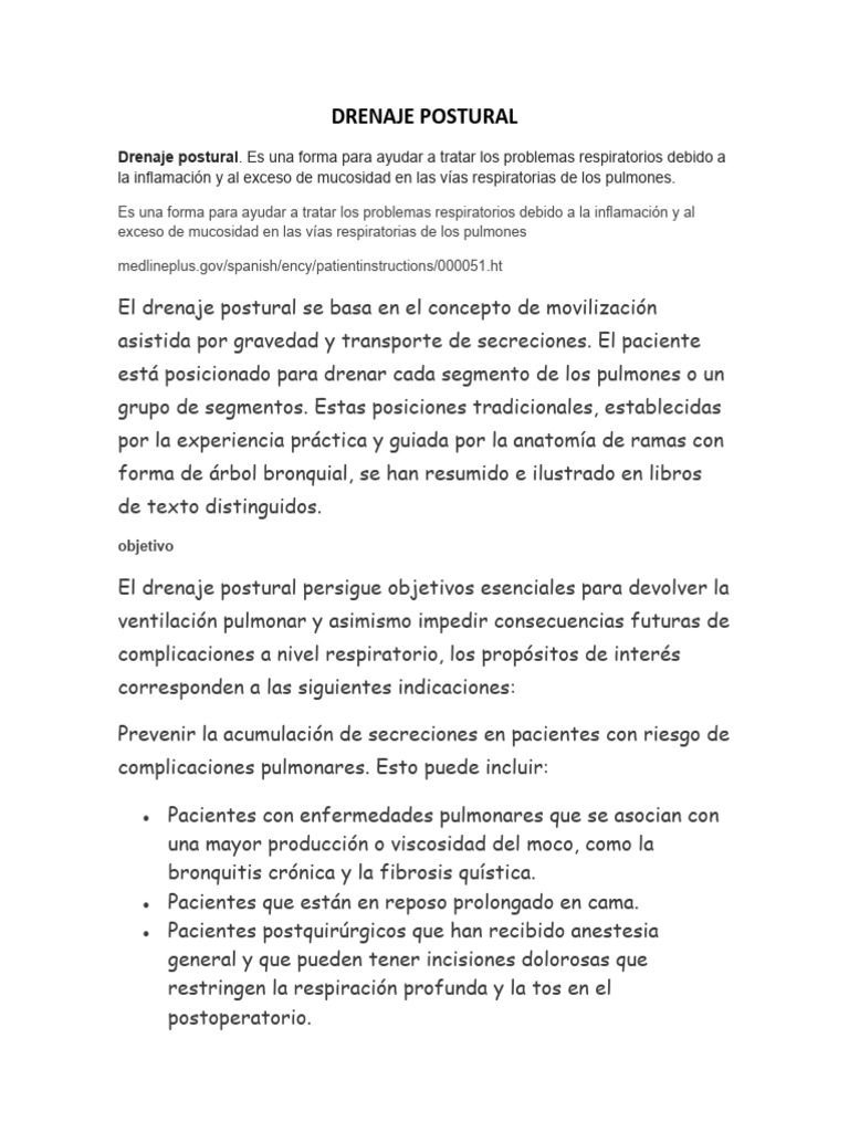 Drenaje Postural | PDF | Pulmón | Tos