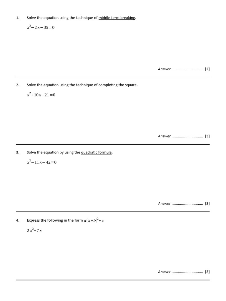 Grade 09 - Term 1 - Math D Exam | PDF | Quadratic Equation ...