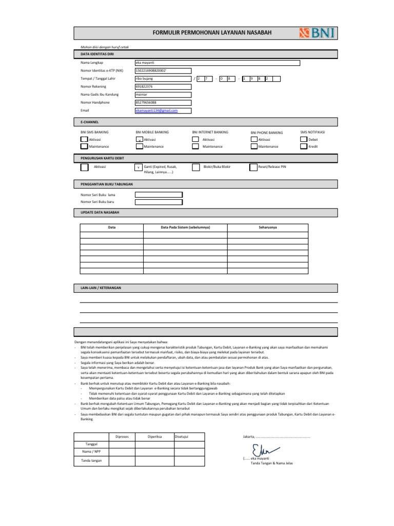 Simplifikasi Form Permohonan Keluhan Layanan Nasabah Print | PDF