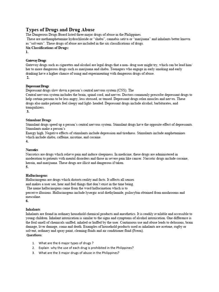 Types of Drugs and Drug Abuse | PDF | Recreational Drug Use | Drugs