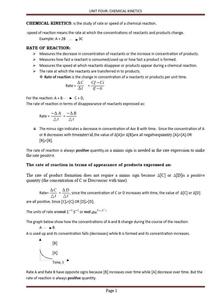 Unit - 4 Chemical Kinetics | Download Free PDF | Reaction Rate ...