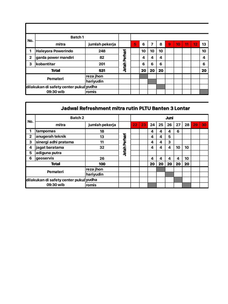 Jadwal Refreshment 2024 SMT 1-1 | PDF