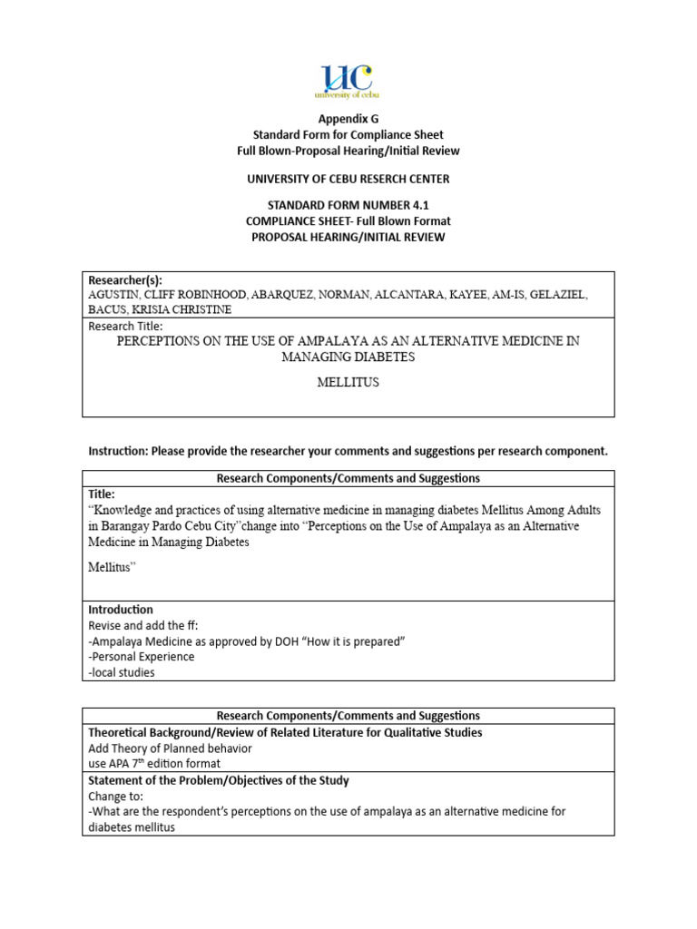 Appendix G Form Group6.docx grp1 | PDF | Cognition | Behavioural Sciences