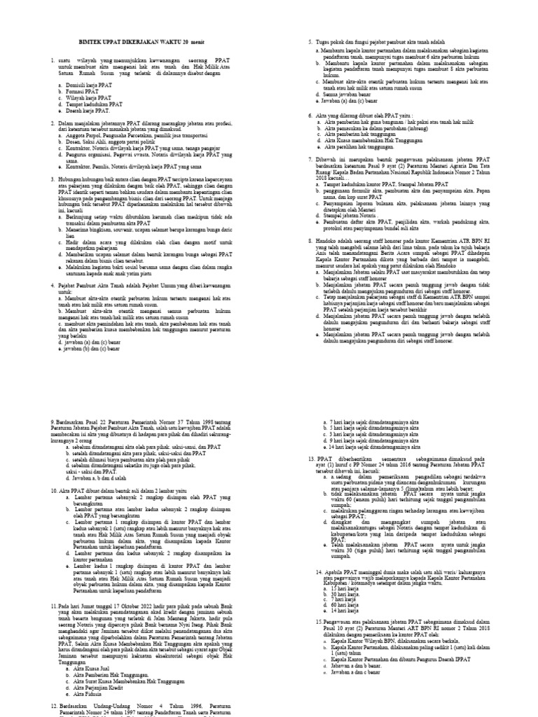 Materi Soal Peraturan Jabatan Ppat Dr. Taufan Non JWB | PDF