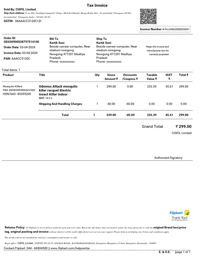 Invoice OD430900538797514100 | PDF | Government Finances | Taxes