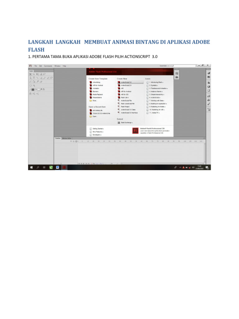 Langkah Langkah Membuat Animasi Bintang Di Aplikasi Adobe Flash Affin | PDF
