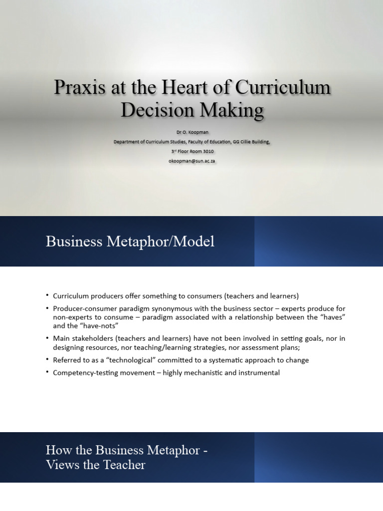 Power Point On Curriulum As Praxis | PDF | Praxis (Process) | Curriculum