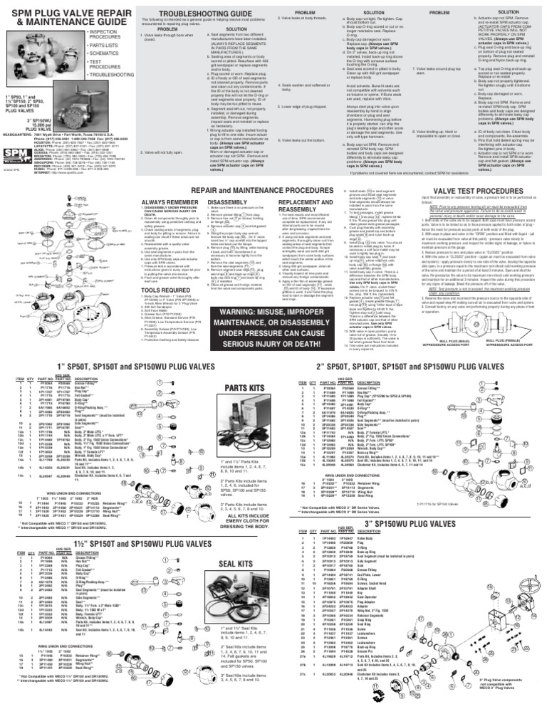 SPM Plug_Valve_Ops_Manual | PDF | Valve | Electrical Connector