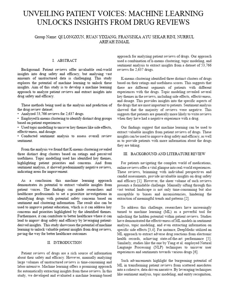 Final Report Drug Review | PDF | Cluster Analysis | Cognitive Science