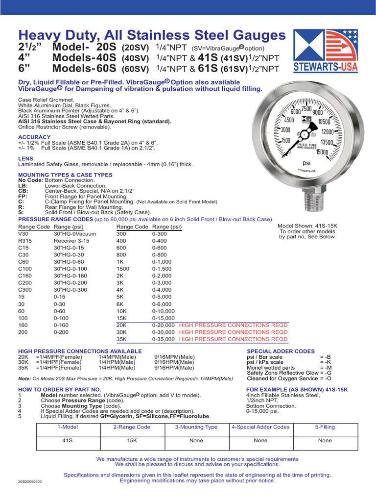 Stewarts Gauge | Download Free PDF | Pressure Measurement | Pressure
