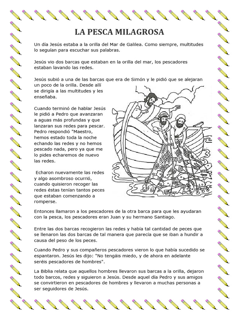 Resumen de la Pesca Milagrosa para Niños | PDF | San Pedro | Jesús