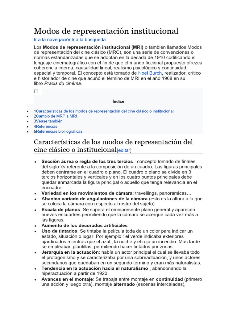 MODELOS DE REPRESENTACION Cinematográfica | PDF