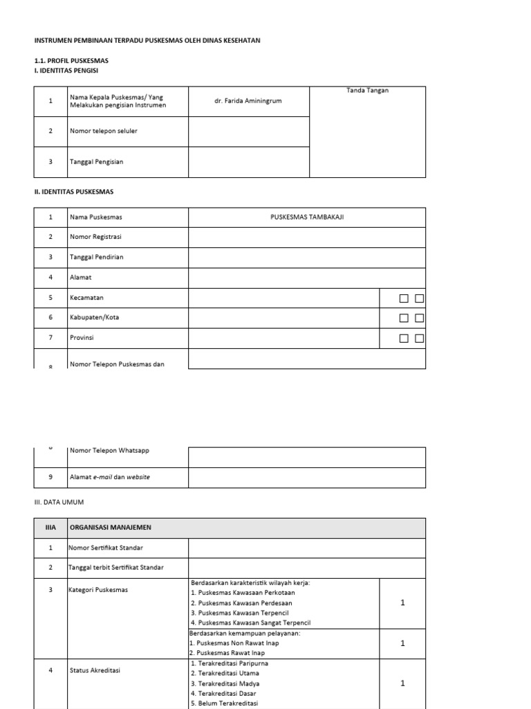 Instrumen TPCB WATU GONG 2024 | PDF | Kesehatan Holistik