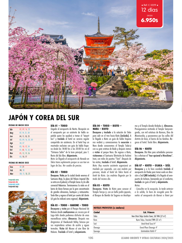 Tour Cultural en Japón y Corea 2024/2025 | PDF | Kyoto | Tokio